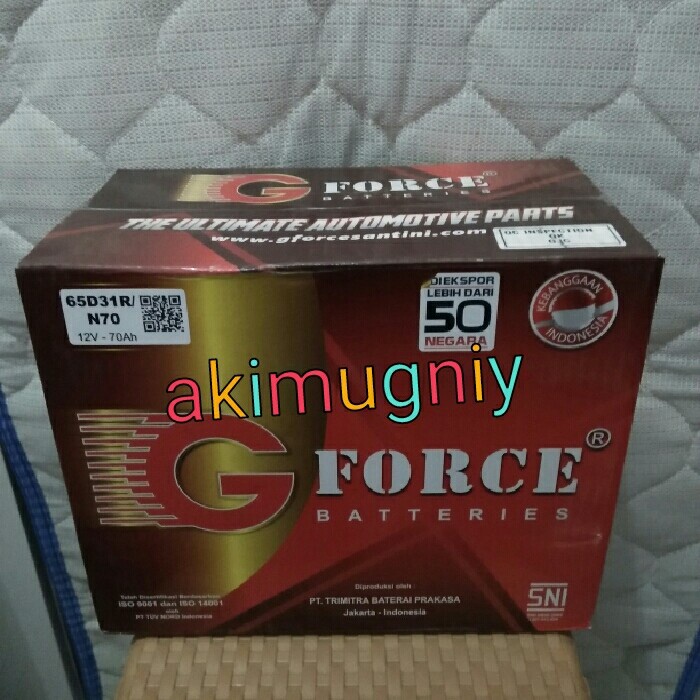 Jual aki basah g force n70 gforce 65d31r 12v 70ah kuda diesel l200 l300 ...