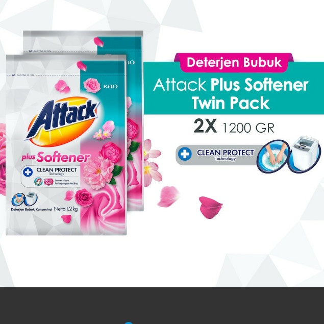Jual Dete Attack Plus Softener 1200 Gr Detergent Konsentrat Bubuk Twin Pack | Shopee Indonesia