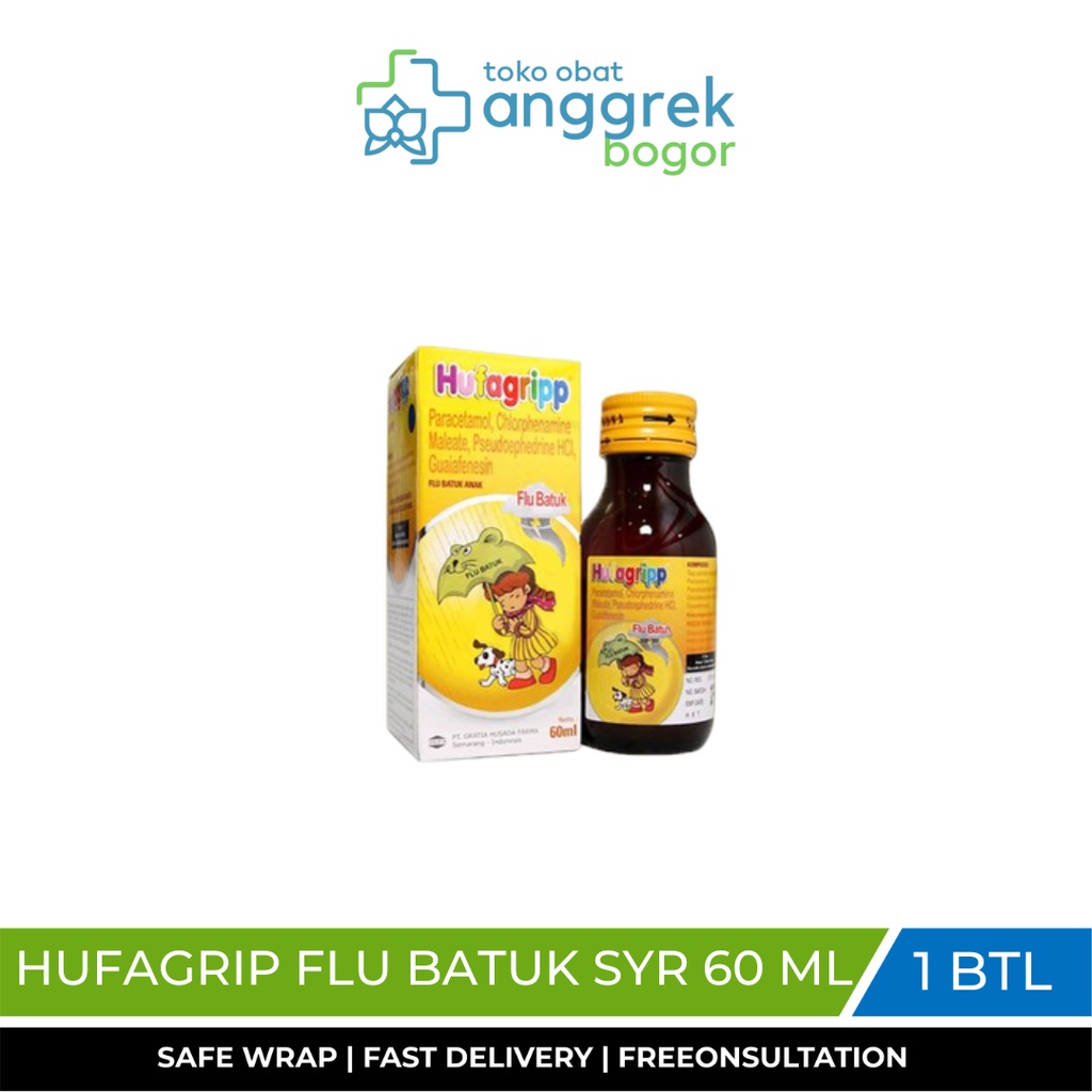 Jual HUFAGRIP FLU DAN BATUK/60 ML/OBAT BATUK FLU ANAK/DEMAM/HIDUNG ...