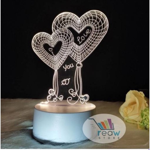 Jual LED 04 - Lampu Hias 3D LED Transparan / Lampu Tidur I Love You ...