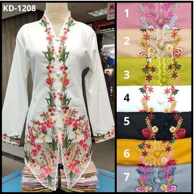 Jual NEW ARIVAL KD1208 BLUS KEBAYA ENCIM KATUN JEPANG BORDIRAN VARIASI ...