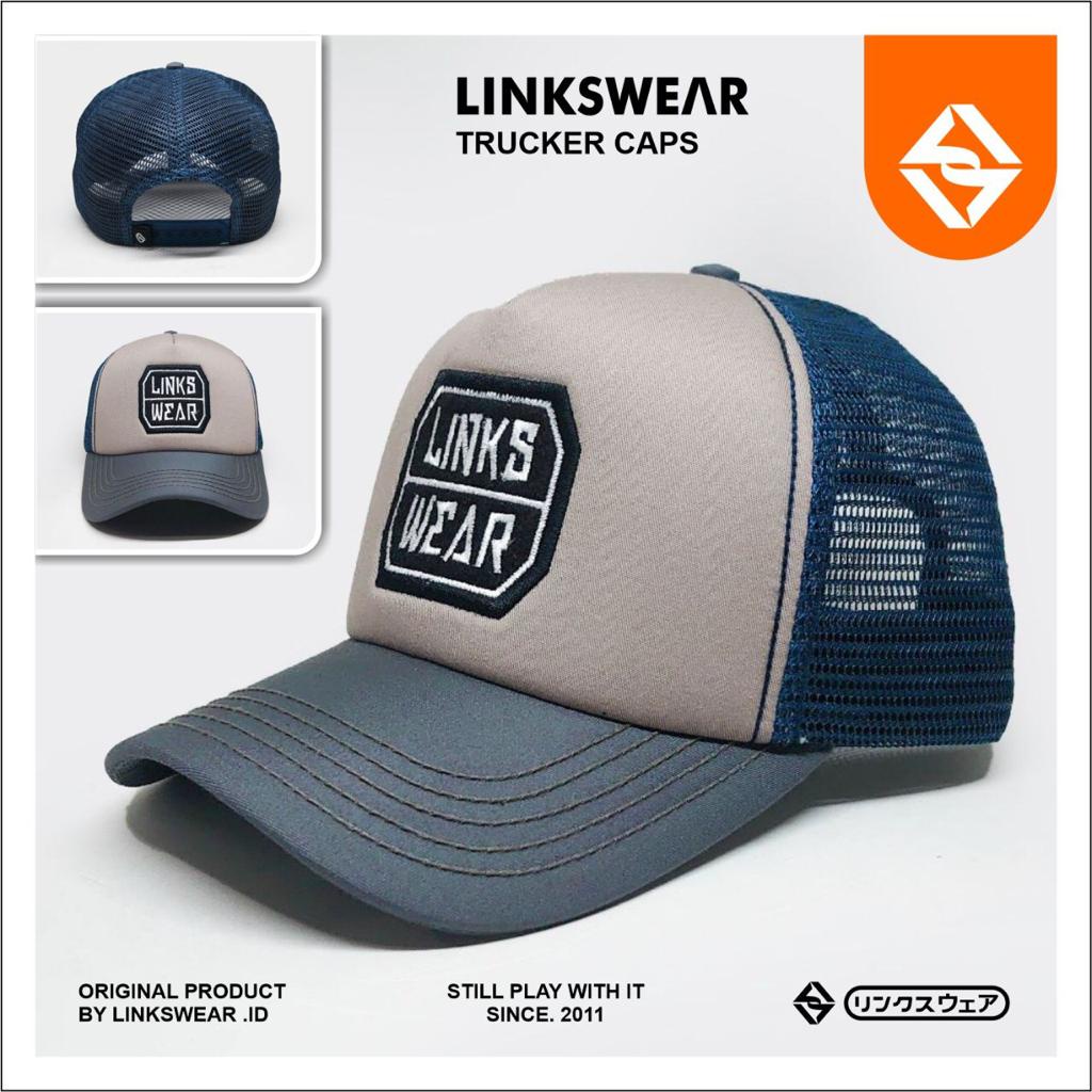 Jual Linkswear Topi Jaring Pria Trucker Hat Bordir Grey Navy | Shopee ...