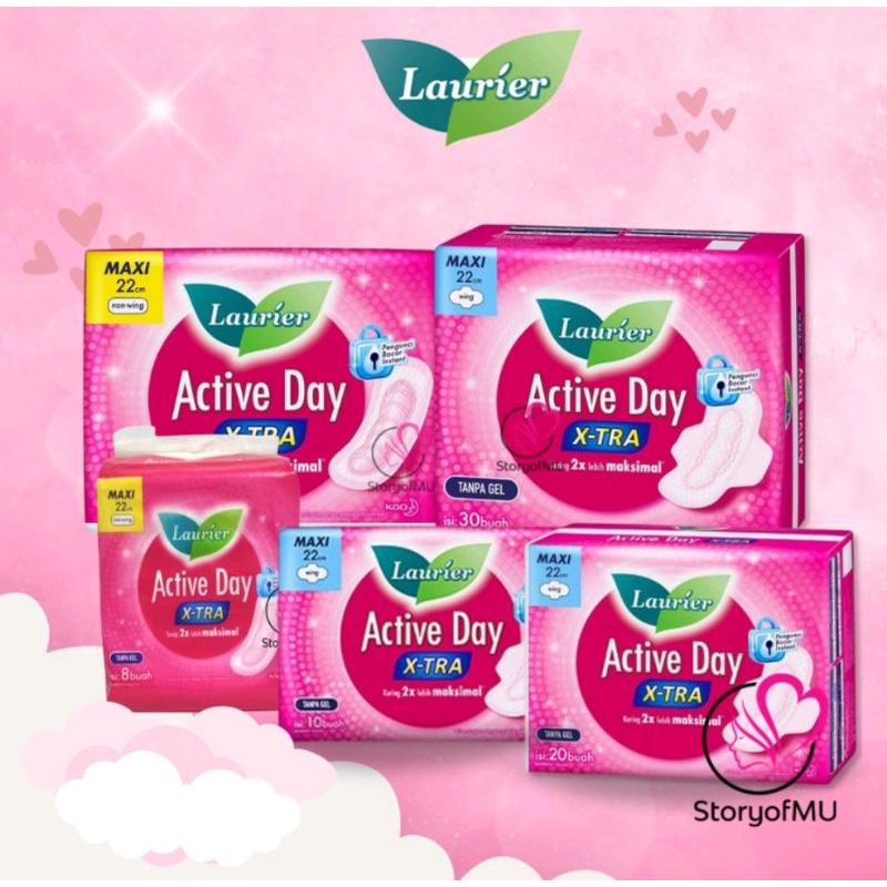 Jual LAURIER ACTIVE DAY X-TRA Non-Wing isi 8pc | Shopee Indonesia