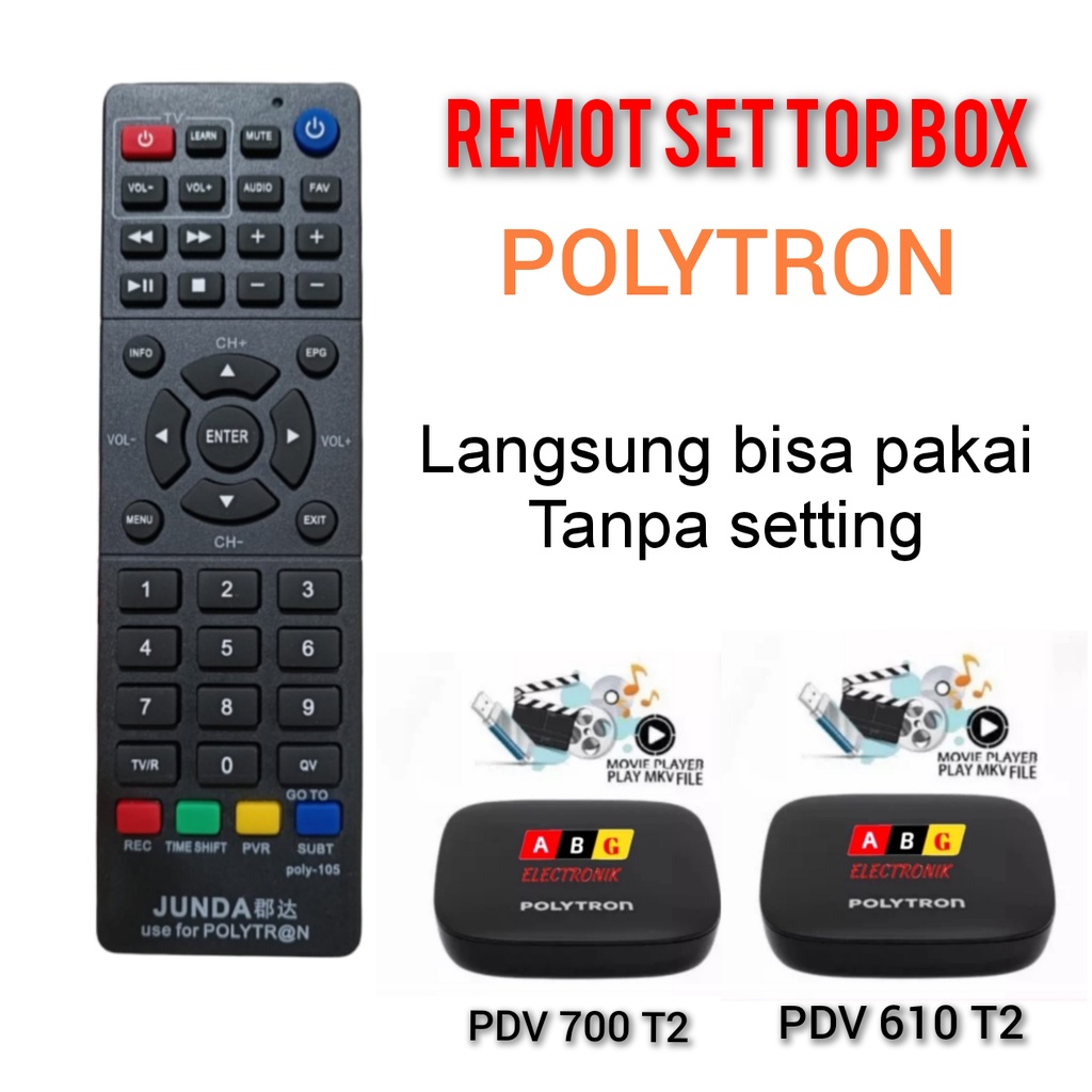 Jual REMOT DIGITAL STB POLYTRON PDV 610 PDV 700 REMOT SET TOP BOX ...