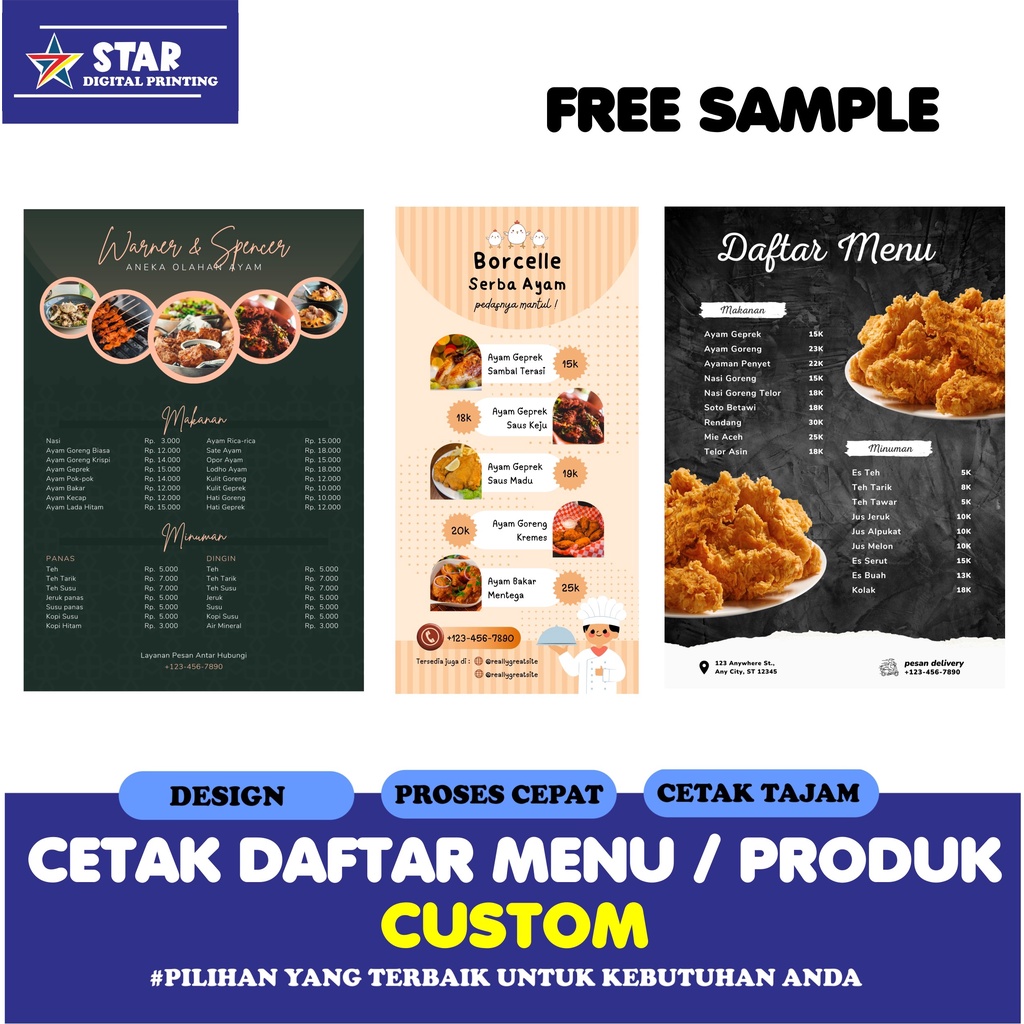 Jual Cetak Daftar Menu Bebas Design | Shopee Indonesia