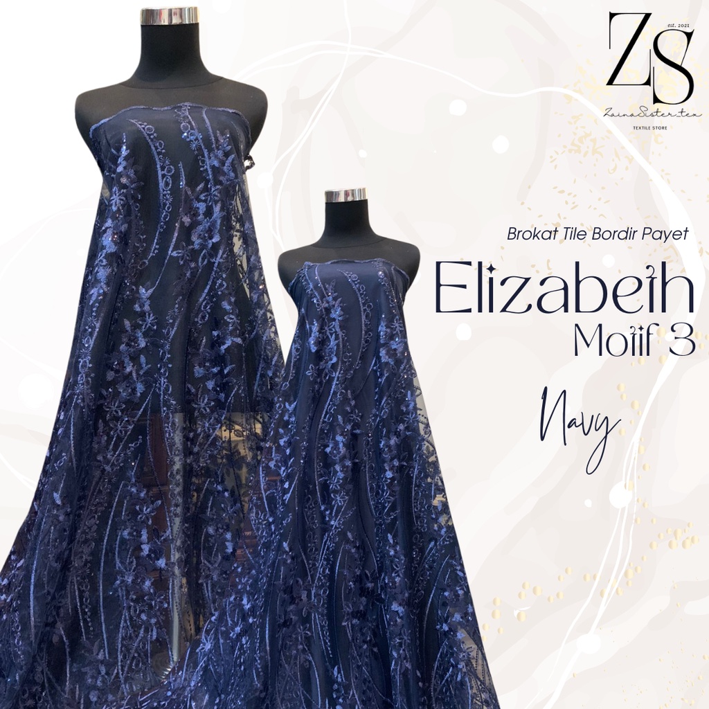 Jual Bahan Kain Kebaya Brokat Tile Payet Bordir Mewah Elizabeth Warna ...