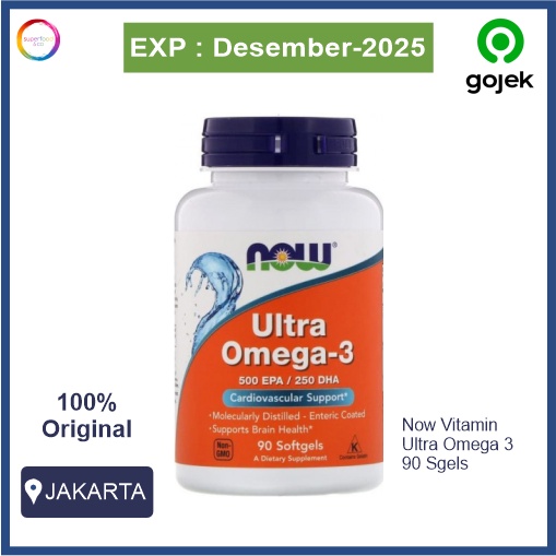 Jual NOW Vitamin Ultra Omega 3 500 EPA / 250 DHA 90 SoftGels | Shopee Indonesia