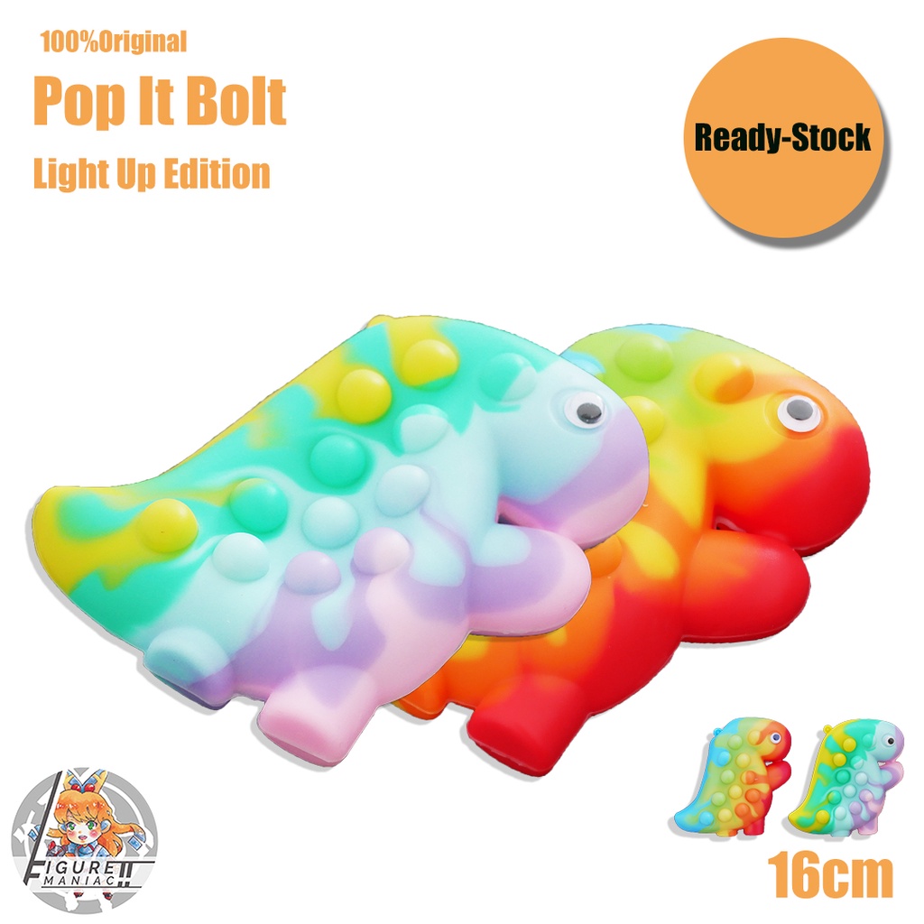 Jual Mainan Anak - Pop It Pop Games Squishy Bolt Dino Edition Pop LED ...