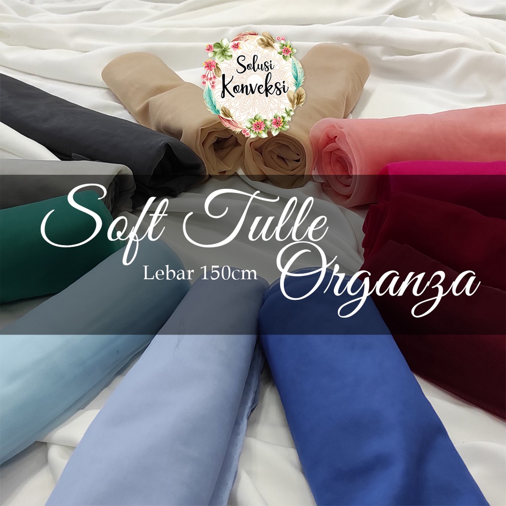 Jual [0,5m] Kain Tricot Organza kain Soft Tulle Organdi Kain semi ...