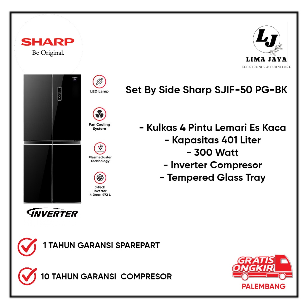 Jual Kulkas 4 Pintu Set By Side Sharp SJIF 51-PG-BK Kulkas Empat Pintu ...