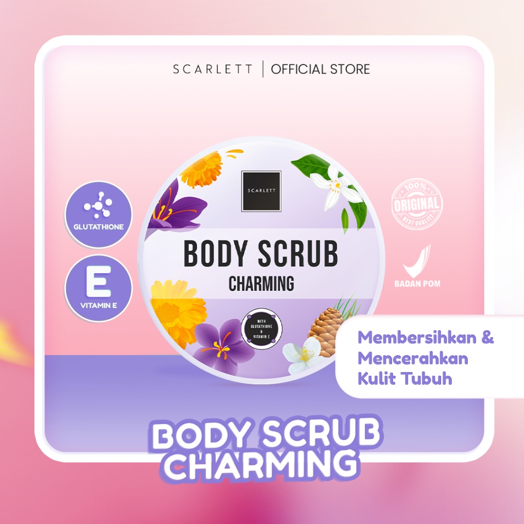 Jual SCARLETT BODY SCRUB CHARMING WITH GLUTATION & VITAMIN E WHITENING ...