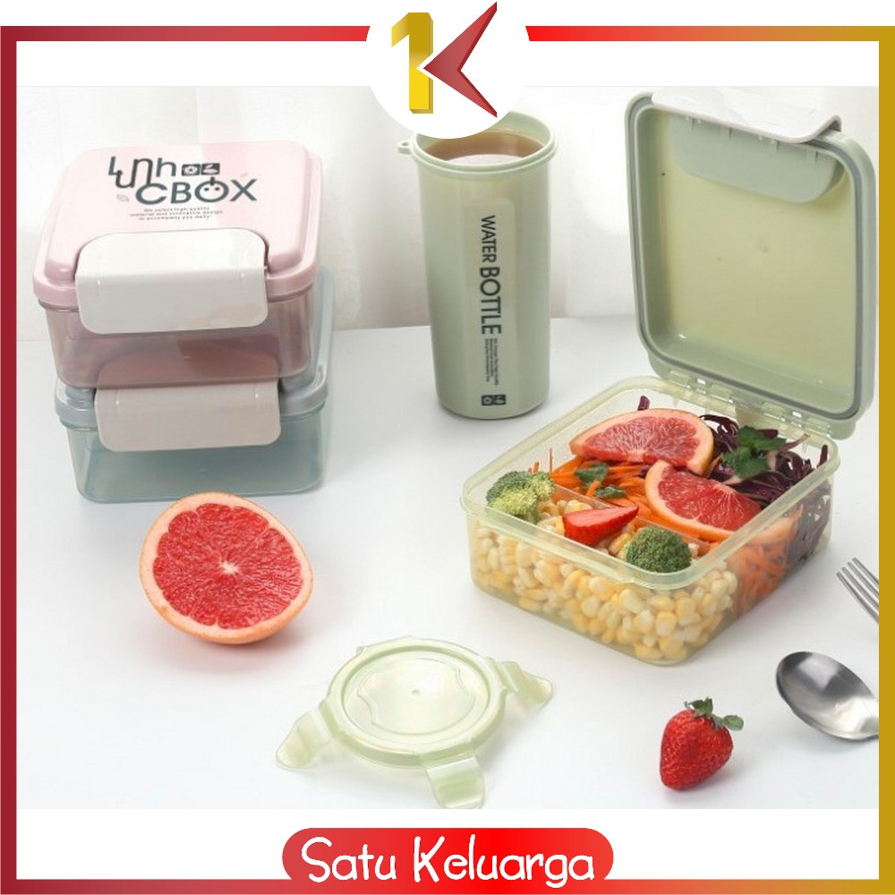 Jual SK-C781 Lunch Box Kotak Bekal Set Botol Minum Tumbler Cup Portable Free Sendok Tempat Makan ...