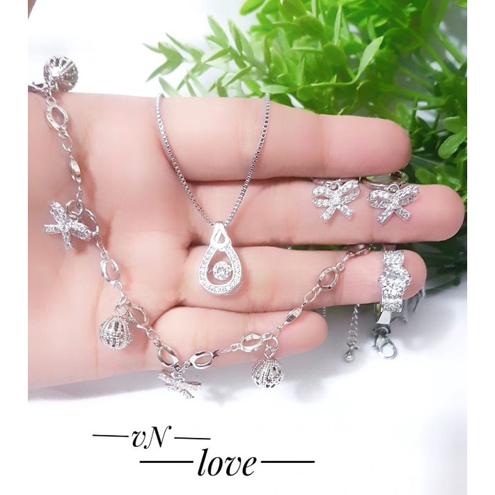 Jual Xuping Set Perhiasan Wanita Dewasa Silver Terbaru 014c | Shopee Indonesia