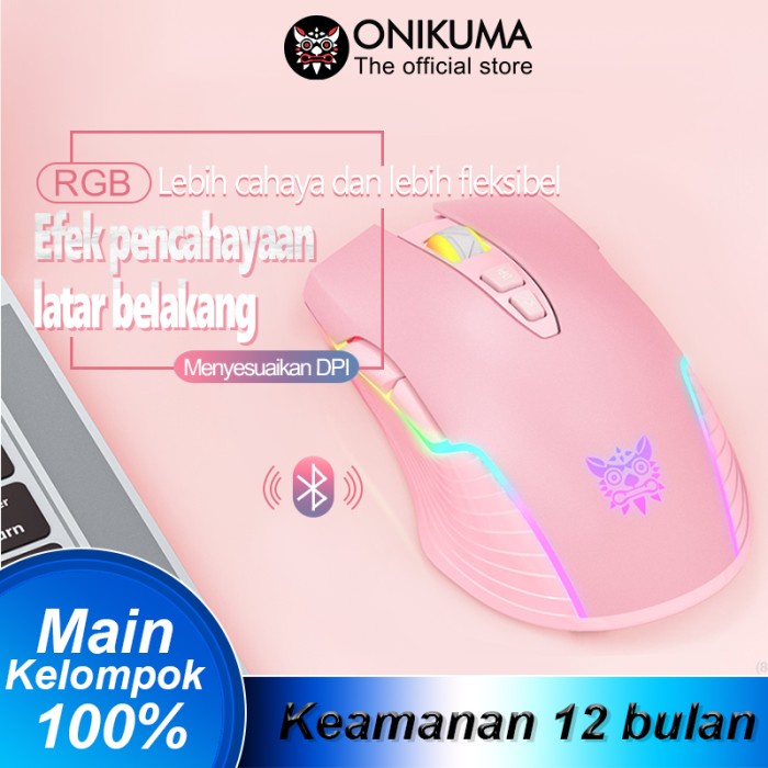 Jual Moga Onikuma Cw905 Pink Rgb Wireless Gaming Mouse, Mouse Komputer ...