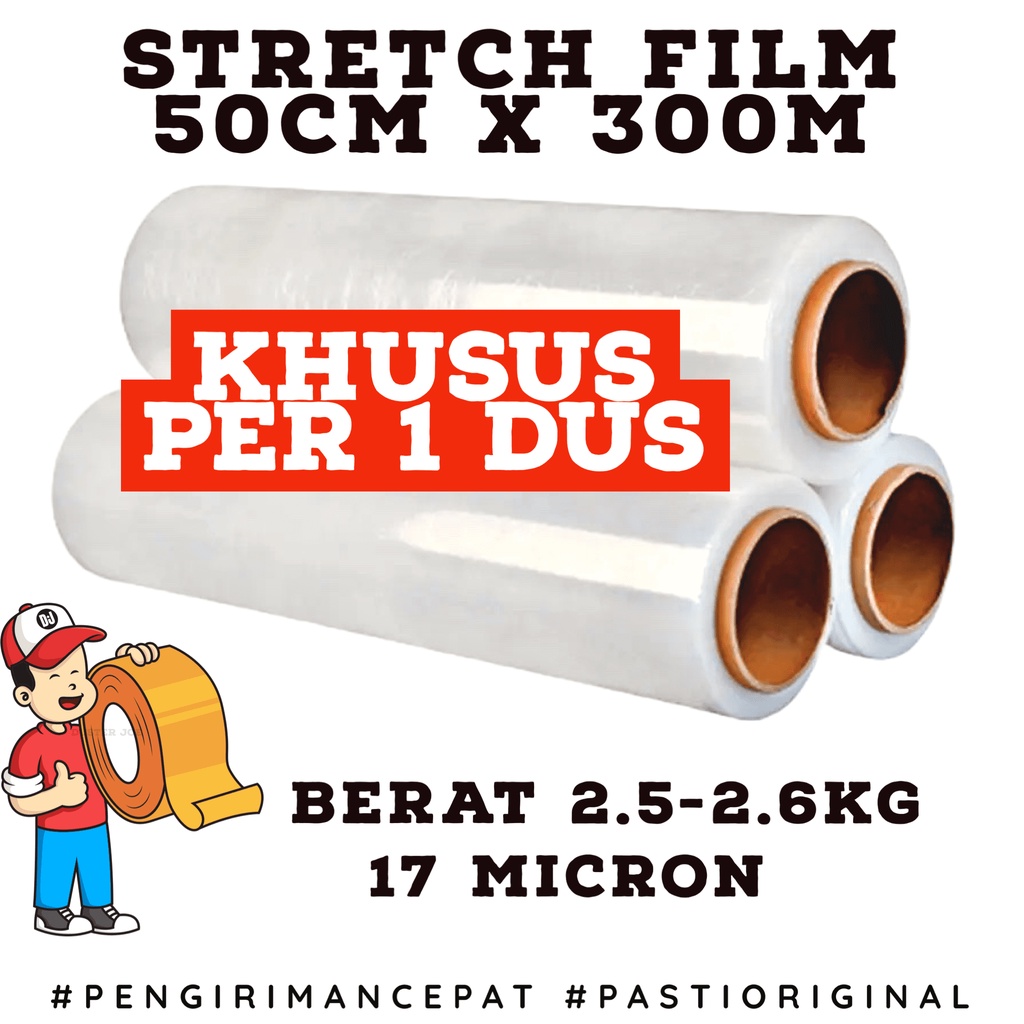 Jual [PER 1 DUS] Plastik Wrapping BENING Sinar Ross 50cm x 300m Stretch Film (1 DUS ISI 6 ROL ...