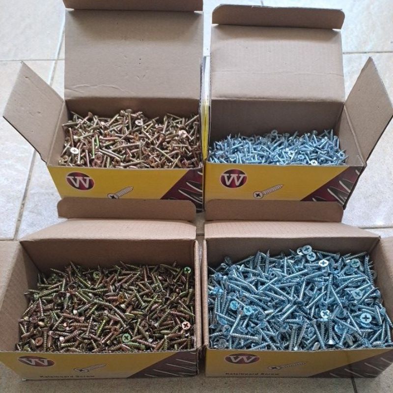 Jual 1000 pcs sekrup kalsiboard grc merk W ukuran 6x3/4 dan ukuran 6x1 ...