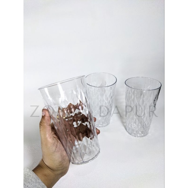 Jual (6 pcs / 1 lusin) - Gelas Mika Bening Diamond SUNRISE (450 ml ...