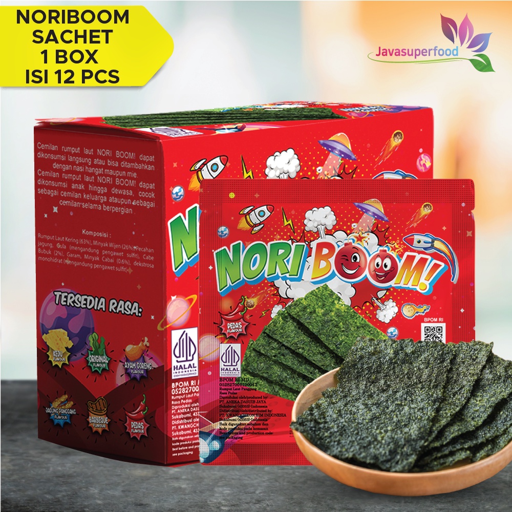 Jual NoriBoom (1 BOX ISI 12 PCS) / Nori Sachet Seaweed Snack 3g Rumput ...