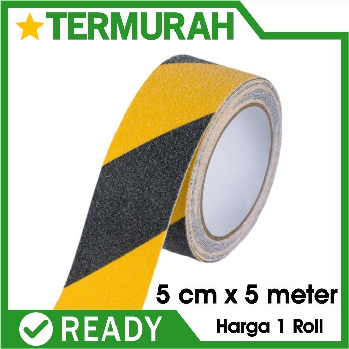 Jual HITAM KUNING Anti Slip Tape Lakban Licin sticker safety lantai tangga | Shopee Indonesia