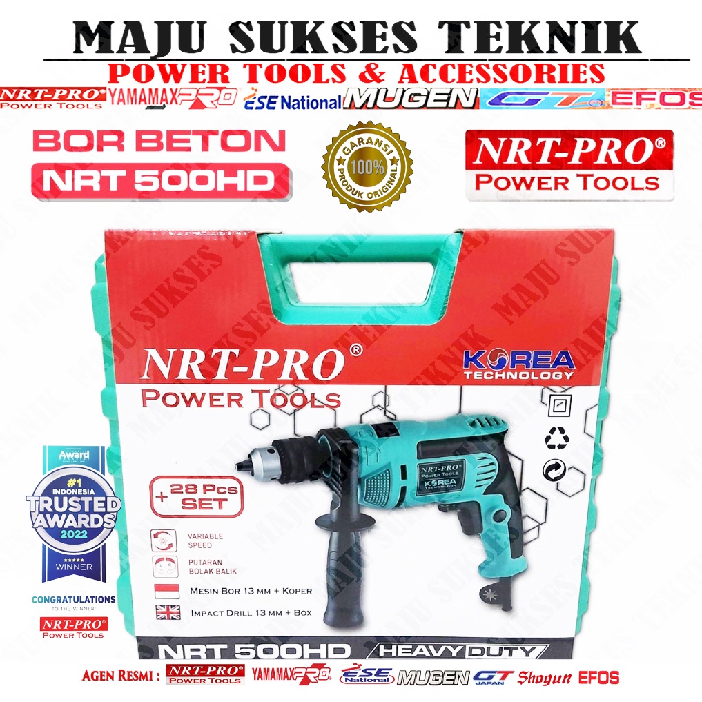 Jual NRT PRO 500 HD Set Bor Listrik 13mm Tangan Kayu Besi Tembok Beton ...