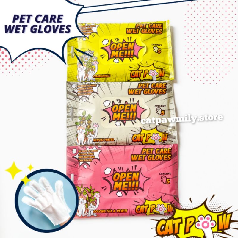 Jual CATPOW Pet Care Wet Gloves isi 5pcs (Sarung Tangan Mandi Kucing ...