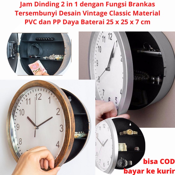 Jual Jam Dinding 2 in 1 dengan Fungsi Brankas Tersembunyi Desain ...