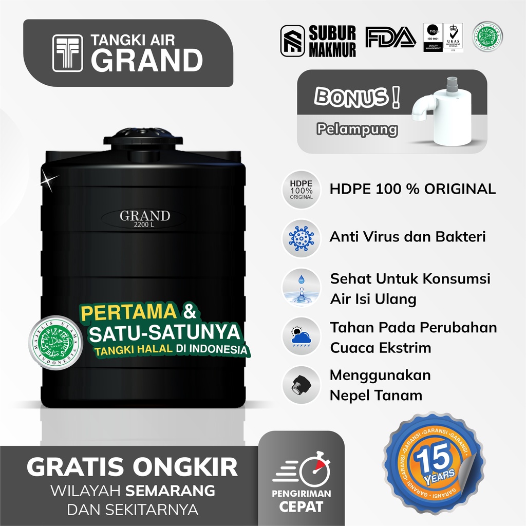 Jual TANGKI HALAL TANDON TOREN AIR GRAND 2200 LITER TEDMOND KUAT TAHAN ...