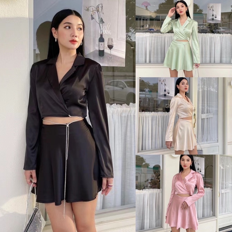 Jual SET0960 THUK KOREAN STYLE VINTAGE SET ATASAN ROK CASUAL SEXY RETRO ...