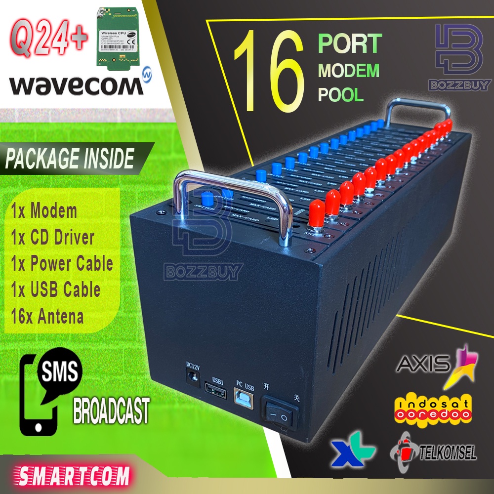 Jual SMARTCOM - Modem Pool 16 Port Wavecom Q24 PLUS | SMS HUB | DIAL-SMS OTP | Shopee Indonesia