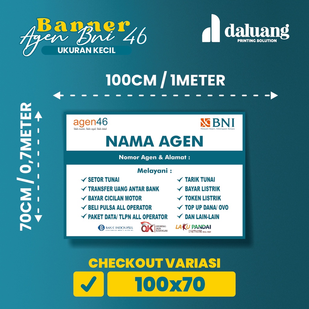Jual Spanduk Banner Agen 46 Agen46 BNI Custom (Banner Part 1 Ukuran ...