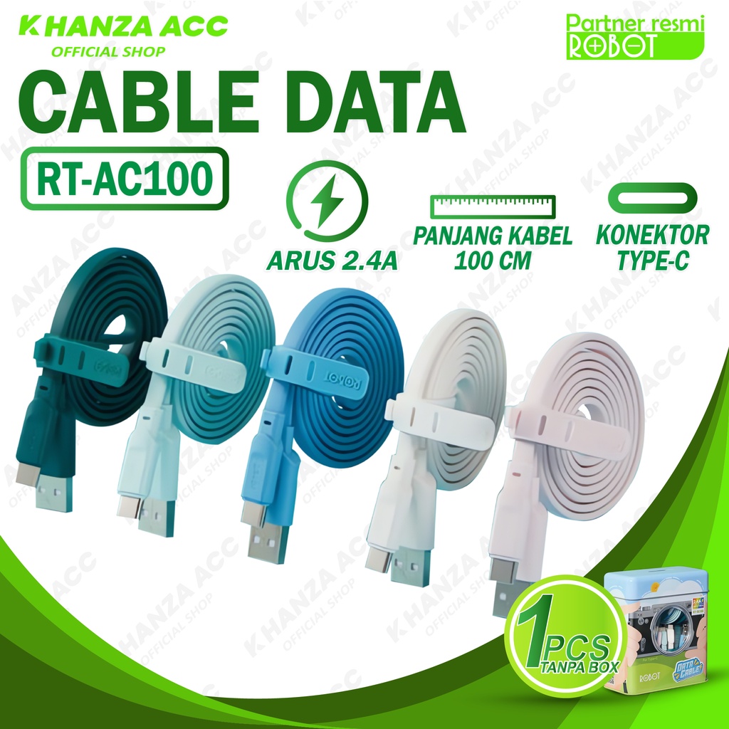 Jual KHANZAACC ROBOT RT-AC100 Kabel Data Type C 1 Meter 2.4A ( Ecer 1 ...