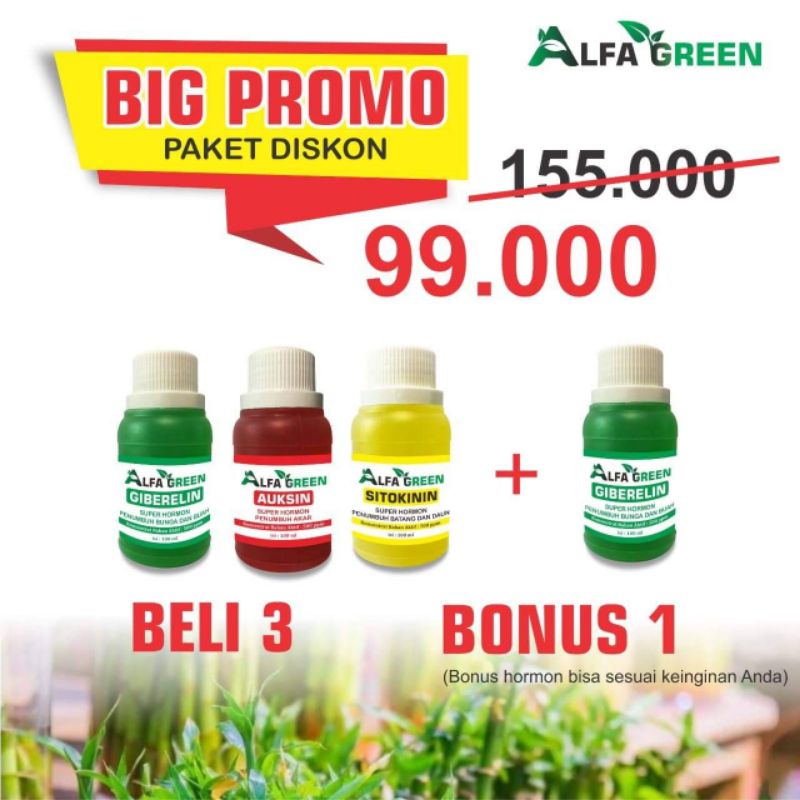 Jual HORMON PENYUBUR TANAMAN ALFAGREEN AUKSIN SITOKININ GIBERELIN 100ML ...