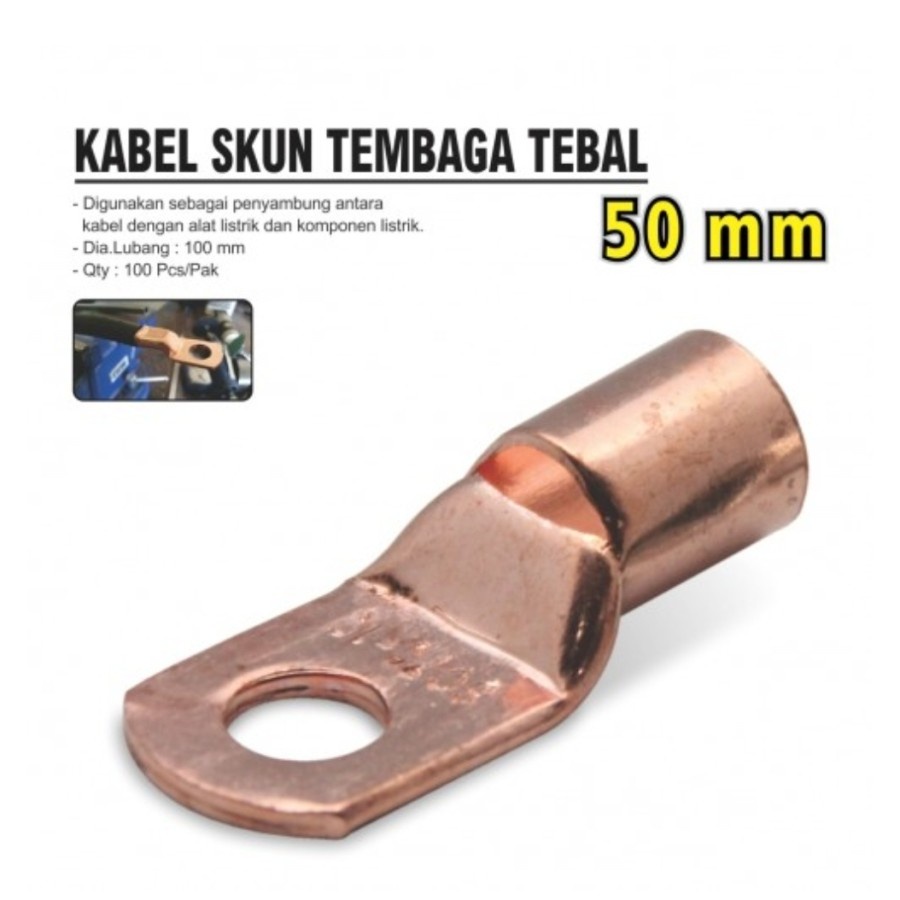 Jual Aldo Kabel Skun Full Tembaga 50mm Per 10 Pcs Copper Cable Lug 50 mm Diameter Lubang 10 mm ...