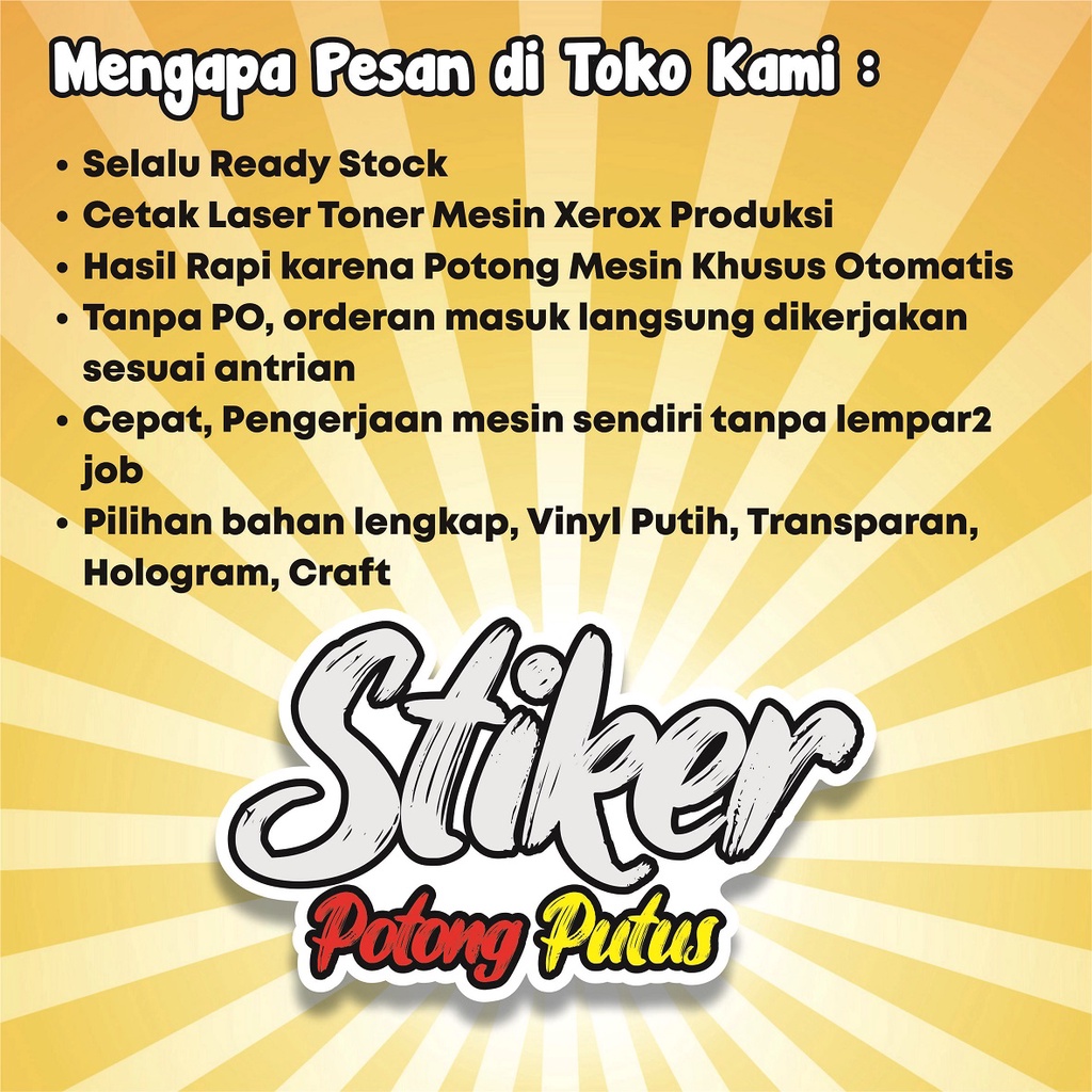 Jual Stiker Potong Putus / Stiker Die Cut Custom Desain Custom Ukuran ...