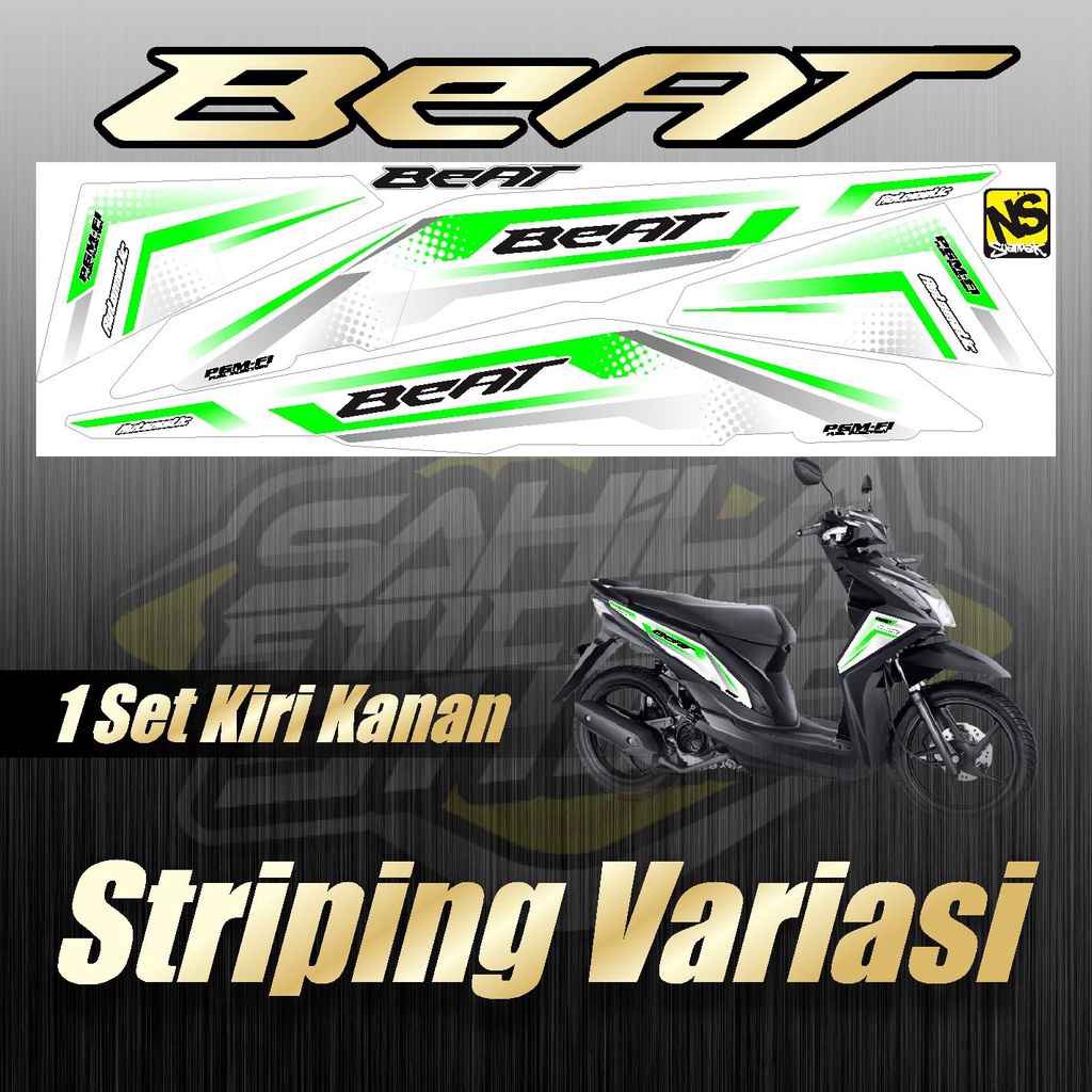 Jual STRIPING BEAT FI 2023 01 DASAR PUTIH LIS HIJAU/VARIASI BEAT FI 06 ...