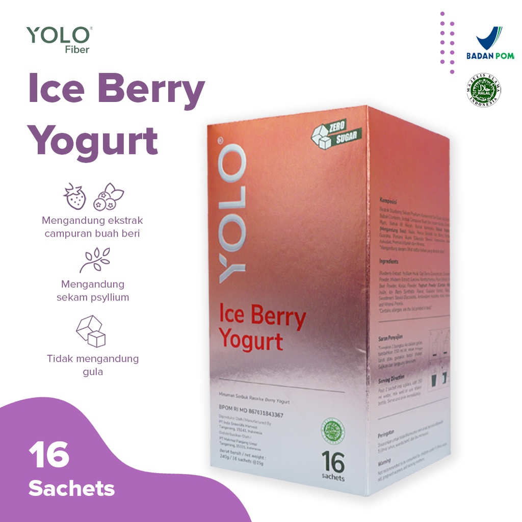 Jual YOLO FIBER - Ice Berry Yogurt - 16 Sachet | Shopee Indonesia