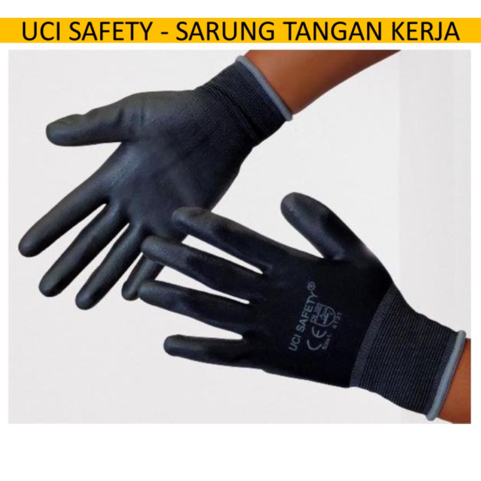 Jual Sarung Tangan Safety Karet Palm Fit Glove Uci Safety Hitam Ukuran ...