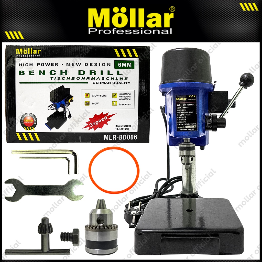 Jual MOLLAR BD006 Mesin Bor Duduk Listrik 6 mm Bench Drill 100 Watt ...