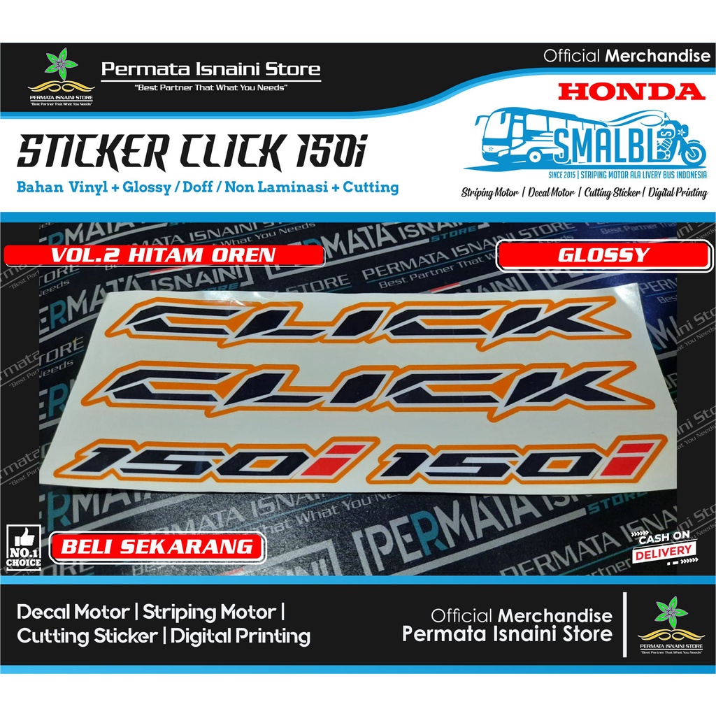 Jual Sticker Honda CLICK VARIO 150i Vol.2 Oren Merah Abu by PERMATA ...