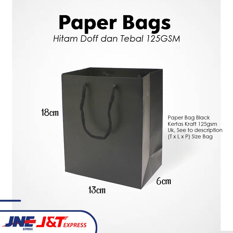 Jual Paper Bag Hitam Mini Uk. 18x6x13 cm / Paper Bag Kado Packing ...