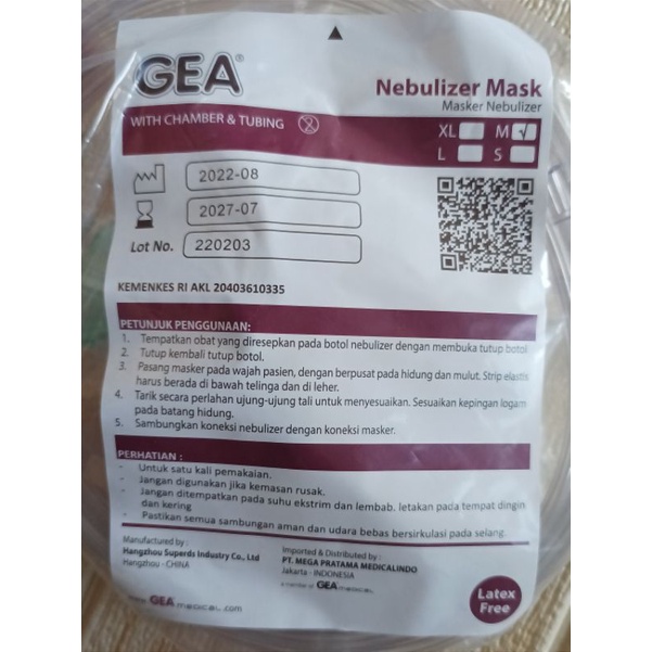 Jual Nebulizer Mask Gea Child/M | Masker Nebulizer GEA M (Anak ...