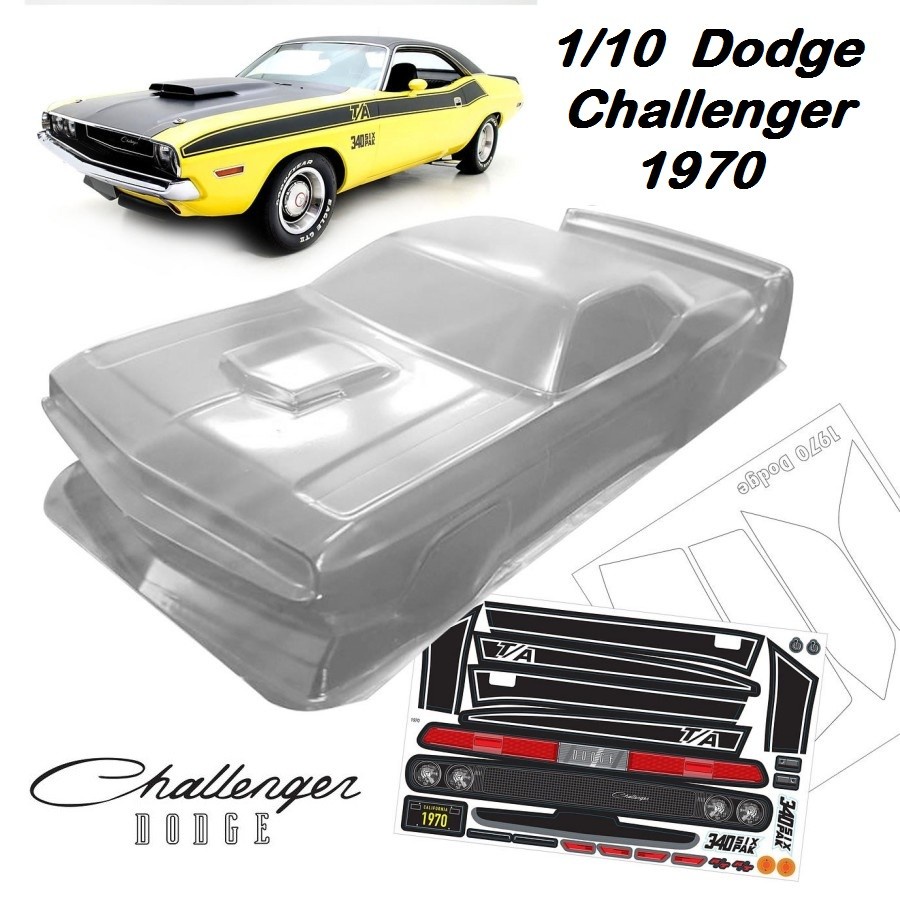 Jual Body Shell 1970 Dodge Challanger 1/10 Pc Clear RC Drift Touring ...
