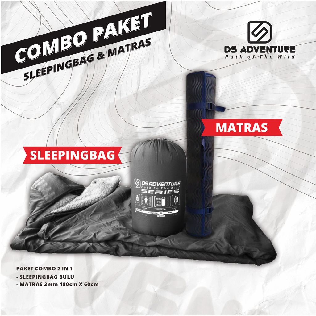 Jual Paket sleeping bag ds adventure series + matras camping 3 mili ...