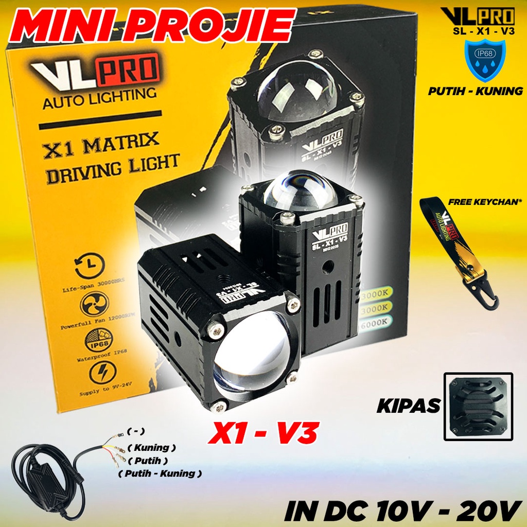 Jual Mini Projie VLPRO X1 V3 Original 2 Warna Bi-LED Laser Putih Kuning ...