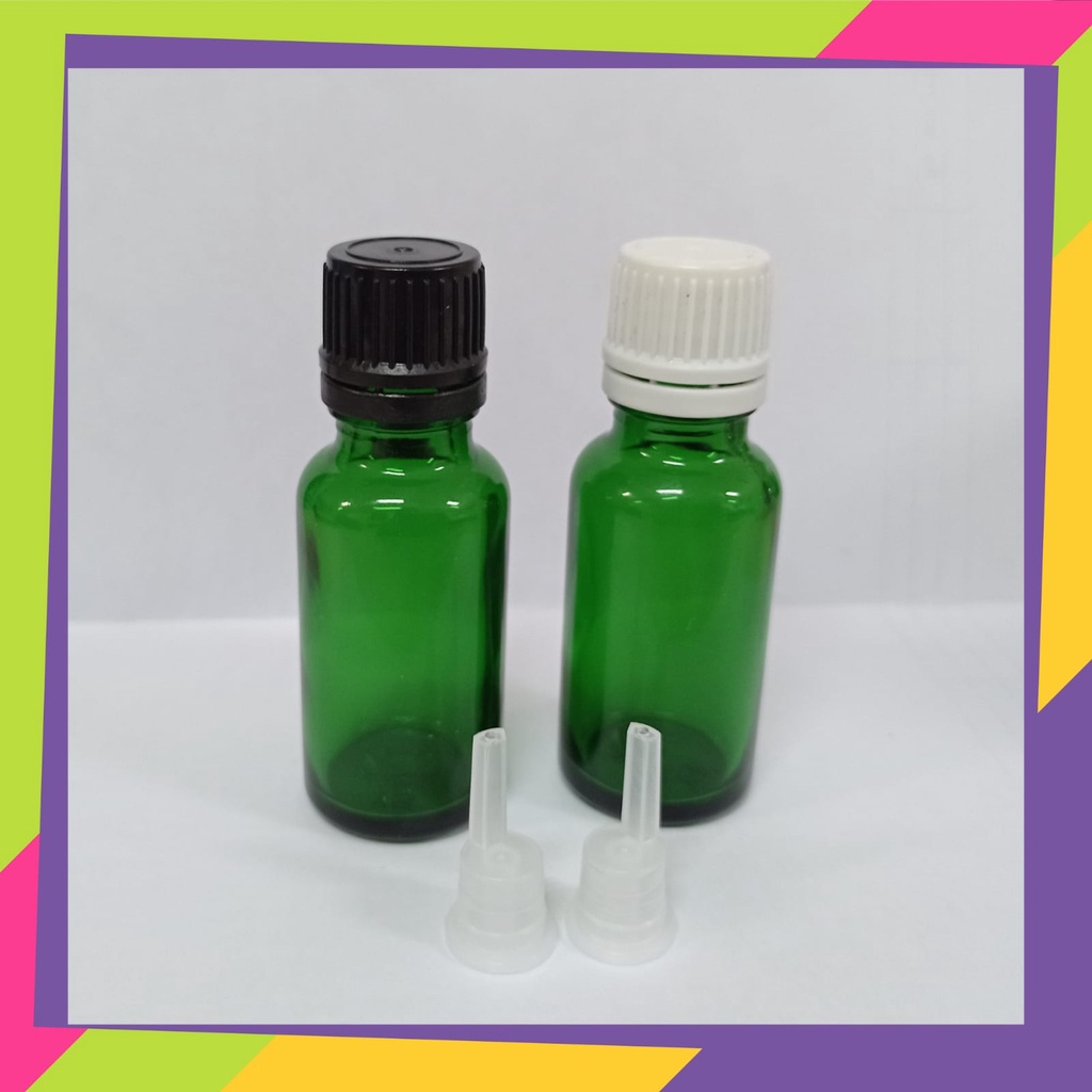 Jual 20 ML BOTOL BIRU DAN HIJAU/BOTOL KACA KOSONG/DROPPER/CAP/ESSENTIAL ...