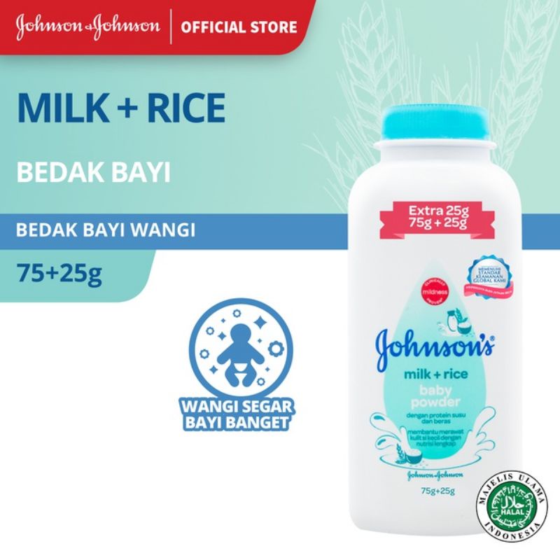 Jual JOHNSONS MILK&RICE BABY POWDER 75GR+25GR | Shopee Indonesia