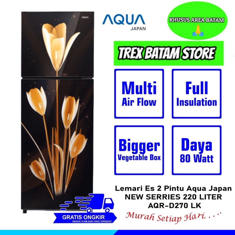 Jual AQUA AQR-D270 KULKAS 2 PINTU MOTIF BUNGA (BATAM) | Shopee Indonesia
