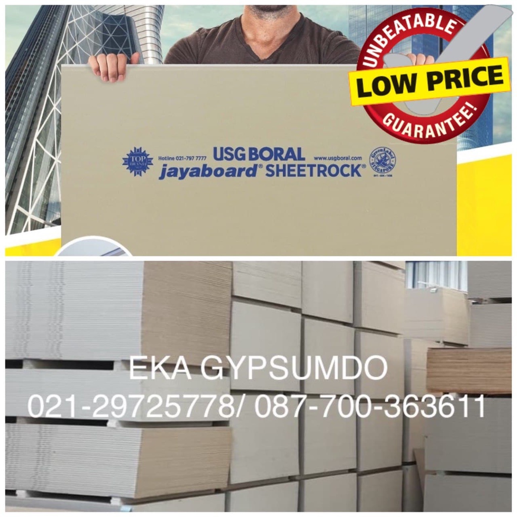 Jual JAYABOARD 9MM / JAYA BOARD 9MM / GYPSUM BOARD / GYPSUMBOARD PLAFON ...