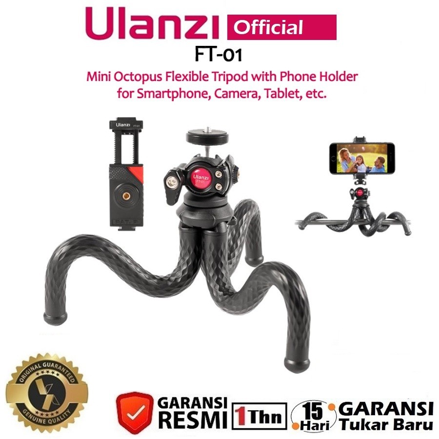 Jual Ulanzi FT-01 Mini Flexible Gorilla Octopus Tripod with Phone Holder | Shopee Indonesia