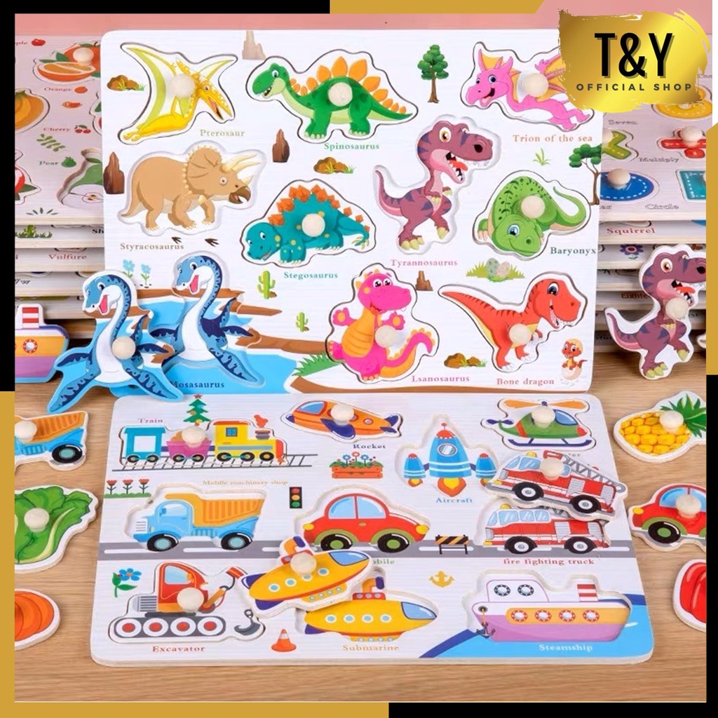Jual T&Y Wooden Puzzle Gagang Knop Kayu Karakter Lucu Mainan Anak ...